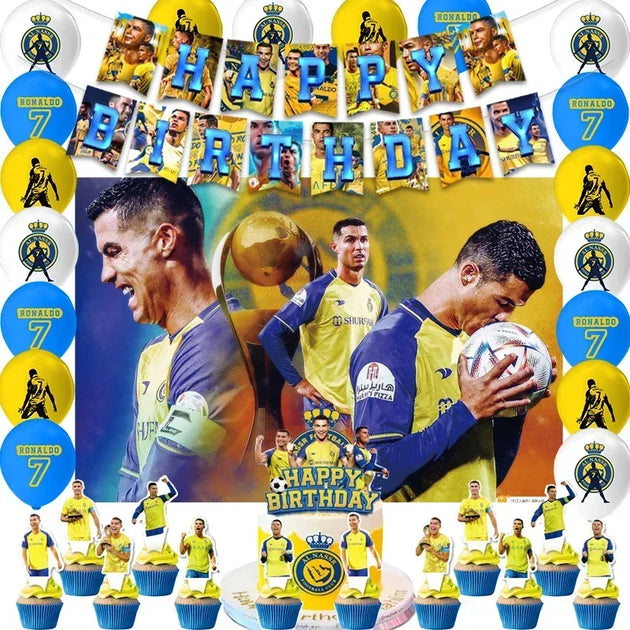 CR7 Cristiano Football Birthday Party Decoration Balloon Banner Backdr ...