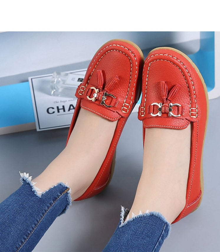 Women Ballet Flats Cut Out Leather Ladies Shoes — GoBliss
